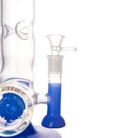 China 5mm Thick 13.5 Inch Ice Catcher Straight Tube Bong Blue Pink 14mm Female Joint for sale