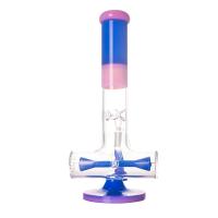 China 5mm Thick 13.5 Inch Ice Catcher Straight Tube Bong Blue Pink 14mm Female Joint for sale