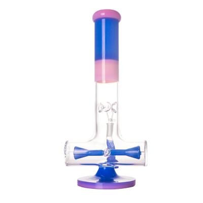 China 5mm Thick 13.5 Inch Ice Catcher Straight Tube Bong Blue Pink 14mm Female Joint for sale