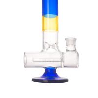China 4.3 Inch Base Blue Glass Bong 18mm Female Joint Straight Tube Water Pipe for sale