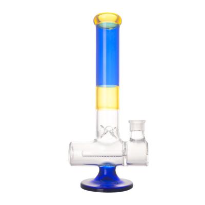 China 4.3 Inch Base Blue Glass Bong 18mm Female Joint Straight Tube Water Pipe for sale