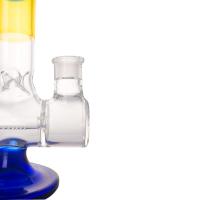 China 4.3 Inch Base Blue Glass Bong 18mm Female Joint Straight Tube Water Pipe for sale