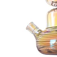 China 18mm Female Curved Tube Glass Bong Water Pipe 32cm Rainbow Color Electroplate for sale