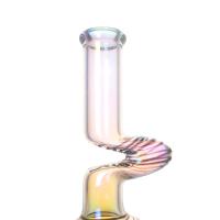 China 18mm Female Curved Tube Glass Bong Water Pipe 32cm Rainbow Color Electroplate for sale