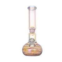 China 18mm Female Curved Tube Glass Bong Water Pipe 32cm Rainbow Color Electroplate for sale