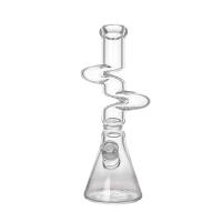 China Straight Mouth Glass Bong Pipe 18mm Female Joint 36cm Height 5 Inch Base for sale