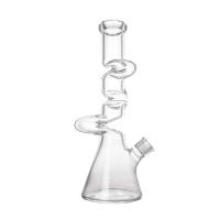 China Straight Mouth Glass Bong Pipe 18mm Female Joint 36cm Height 5 Inch Base for sale