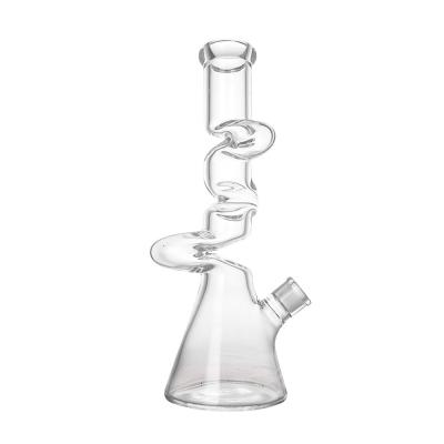 China Straight Mouth Glass Bong Pipe 18mm Female Joint 36cm Height 5 Inch Base for sale