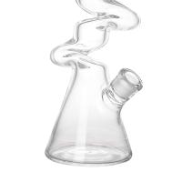China Straight Mouth Glass Bong Pipe 18mm Female Joint 36cm Height 5 Inch Base for sale