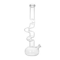 China 19 Inch 18F Joint Curved Tube Glass Bong Round Bottle Water Pipe for Dry Herb for sale