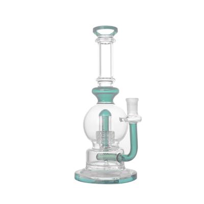 China 14mm Female HBS Recycler Glass Bong 26cm 5 Colors Lake Green Yellow Jade Blue Jade for sale