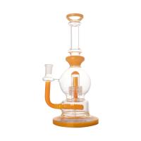 China 14mm Female HBS Recycler Glass Bong 26cm 5 Colors Lake Green Yellow Jade Blue Jade for sale