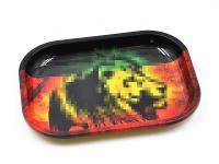 China Custom Logo Metal Rolling Tray 18x14cm Tin Tobacco Smoking Tray OEM for sale