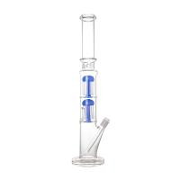 China 18mm Female Straight Tube Glass Bong Double Mushrooms 21.5 Inches 5mm Thick for sale
