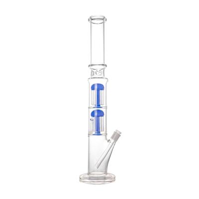 China 18mm Female Straight Tube Glass Bong Double Mushrooms 21.5 Inches 5mm Thick for sale