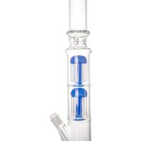 China 18mm Female Straight Tube Glass Bong Double Mushrooms 21.5 Inches 5mm Thick for sale