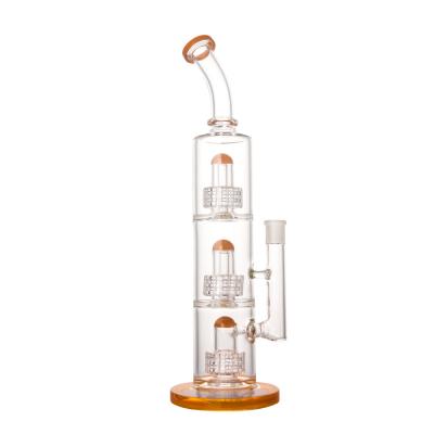 China 14 Inch Three Layer Filtering Glass Bong 4.5 Inch Base 18F Joint 5mm Thick for sale