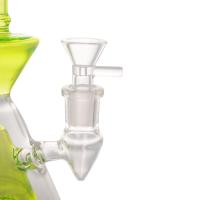 China Green Jade Glass Bong 9.5 Inch Height 4 Inch Base Conical Perc Water Pipe for sale