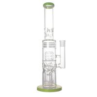China 15 Inch Glass Bong with Honeycomb Perc and Swiss Perc 14mm Joint 7mm Thick for sale