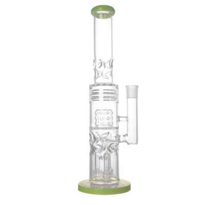 China 15 Inch Glass Bong with Honeycomb Perc and Swiss Perc 14mm Joint 7mm Thick for sale