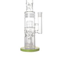 China 15 Inch Glass Bong with Honeycomb Perc and Swiss Perc 14mm Joint 7mm Thick for sale
