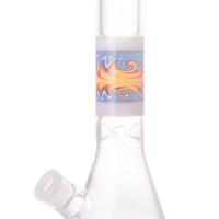 China 14mm Female Straight Tube Glass Bubbler Water Pipe 18.5 Inches Graffiti Design for sale