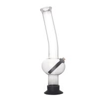 China 18 Inches Clear Black Bubbler Water Pipe For Weed Silicone Base for sale