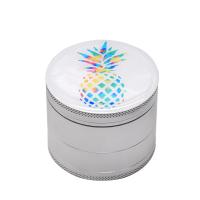 China Metal Manual Herb Grinder 63mm 4 Layers Rainbow Aluminum with Acrylic Baluster Body for sale