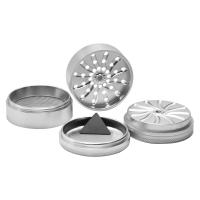 China Metal Manual Herb Grinder 63mm 4 Layers Rainbow Aluminum with Acrylic Baluster Body for sale