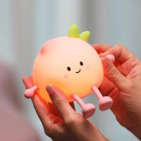 China 2024 New Creative Peach Shape Night Lamp Soft Silicone 7 Color Changing Eye Care Night Light For Children Gifts Desk Lamp for sale