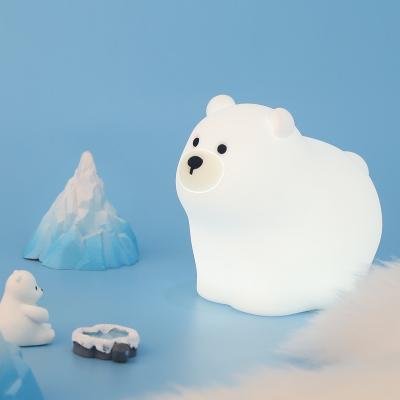 China Muid Little White Bear Patting Lamp Silicone Children Soft Baby Light Sleep Bedside Bedroom Touch Night Light for sale