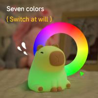 China USB Rechargeable Dimming Capybara Night Lighting Silicone Night Lights Children's Bedroom Bedside Table Lamp for sale