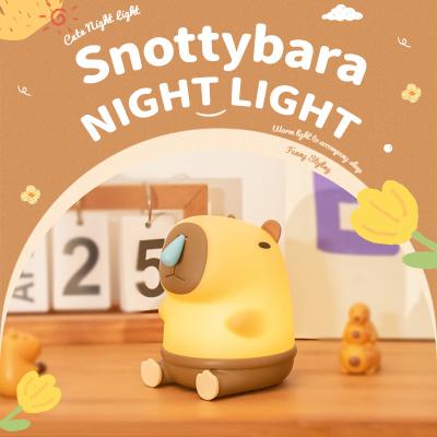 China Cute Snottybara Table Lamp Animal Rechargeable Creative Cartoon Capybara Silicone Night Lamp for sale