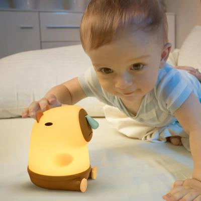 China Creative Room Decoration LED Snottybara Night Light USB Rechargeable Cartoon Animal Nursery Silicone Lamp for sale