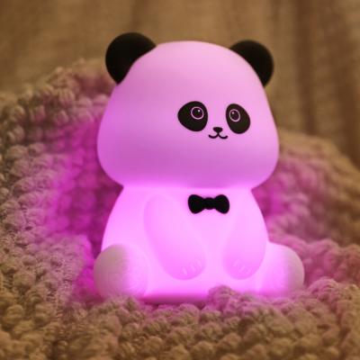 China Gentleman Panda Night Light Kneading And Relieving Stress Office Ornament Bedhead Companion Sleep LED Desk Lamp for sale