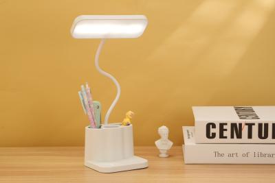 China Modern LED Desk Lamp with USB Charging 3 Flexible Pen Holders Phone Holder Stepless Dimmable for Bedroom Study for Reading Room for sale