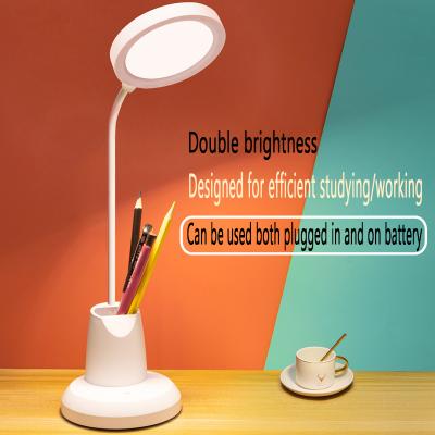 China Modern Simple Pen Holder Desk Lamp LED Rechargeable Plug-in Eye Protection Study Lamp College Dormitory Reading Lamp Touch for sale