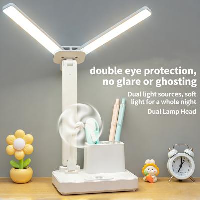 China Modern Double-Headed LED Night Light Rechargeable ABS Body Folding Clock Lamp Square Brightness Table Desk Lamp for Home Use for sale