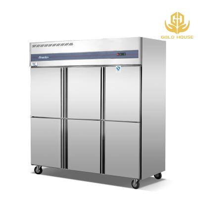 China Six Door Stainless Steel Refrigerator 1600L With Separate Cooling Zones 680W Inverter for sale