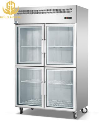 China Commercial Four Door Refrigerator Stainless Steel Dual Temperature Air Cooled 680W for sale