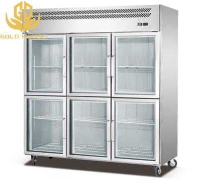 China Six Door Commercial Refrigeration Equipment Air Cooled 720W Stainless for sale