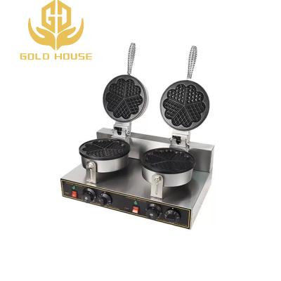 China Commercial Baking Snack Bar Equipment 2 Plate 5 Heart Electric Waffle Machine for sale