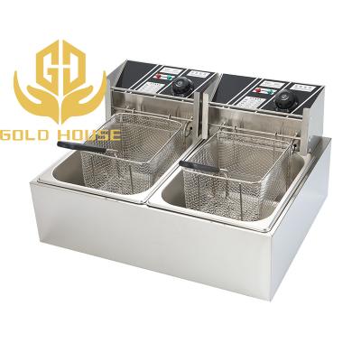China 2 Tank 2 Basket Gas Fryer 6L Oil Capacity For Compact Kitchens for sale