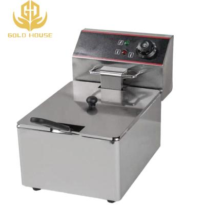 China Electric Single Pot Single Basket Deep Fryer Commercial 6 Liter For Frying Food for sale
