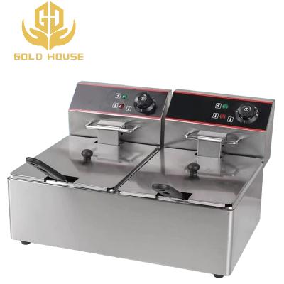 China Double Pot Double Basket Electric Deep Fryer Commercial 4 Liter For Frying Food for sale