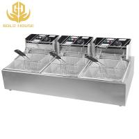 China Commercial Stainless Steel Three Pot Deep Fryer With Three Sieves for sale