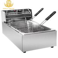 China Stainless Steel Countertop Single Pot Double Basket Electric Fryer For Snacks Fries for sale