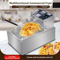 China 1 Tank 1 Basket Gas Fryer 6L Oil Capacity For Compact Kitchens Mobile Food Stalls for sale