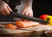 China 300mm Yanagiba Sushi Knife with Aogami Blue Steel #2 Core, DLC Coating, and Single Bevel Edge for sale