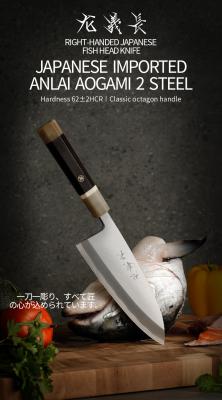 China Long Yi Chang Hand-Forged Deba Bocho with Hitachi Aogami #2 Steel and San-Mai Clad Construction for Professional Fish Butchery for sale